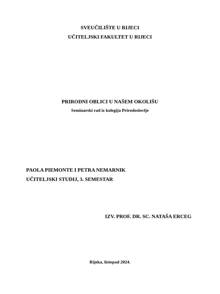 Prirodni Oblici U Našem Okolišu - 2. Verzija | PDF