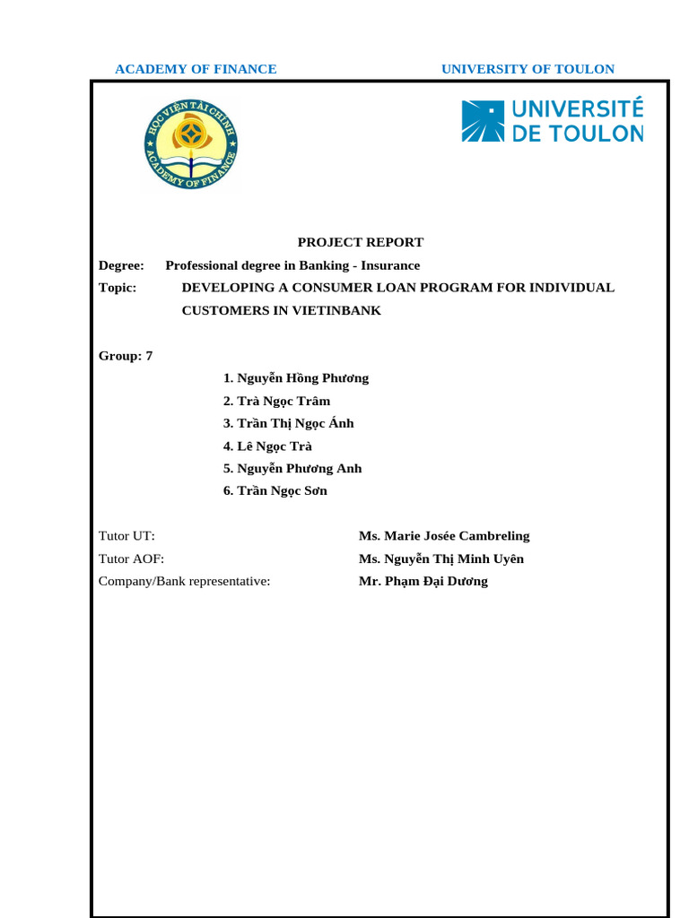 Project Report Team Group 7 IBF K11 | PDF | Loans | Credit