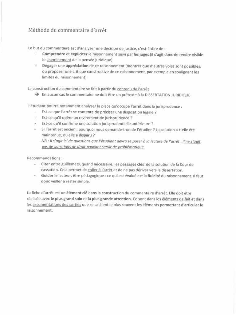 Method Commentaire Arret Et Exemple | PDF