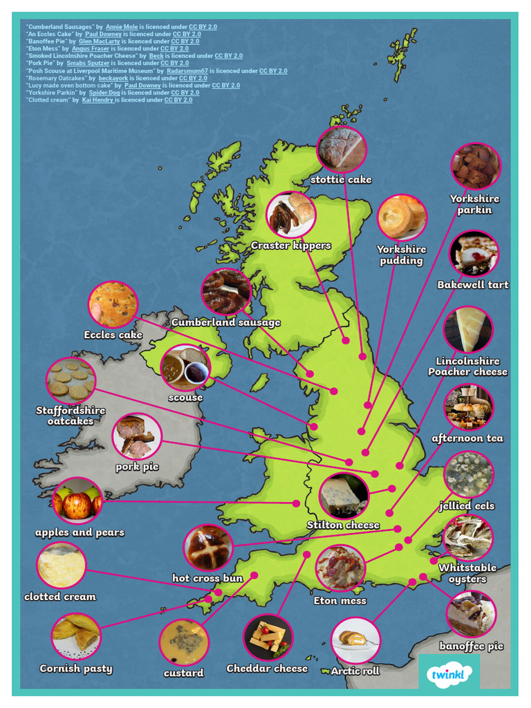 T t2 16839 England Food Map Display Poster - Ver - 1 | PDF | Foods ...