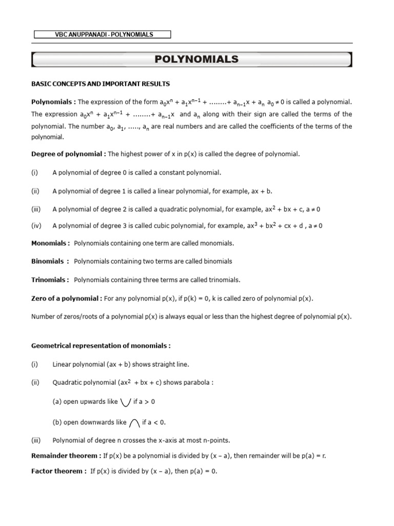 10 Polynomials | PDF | Polynomial | Algorithms