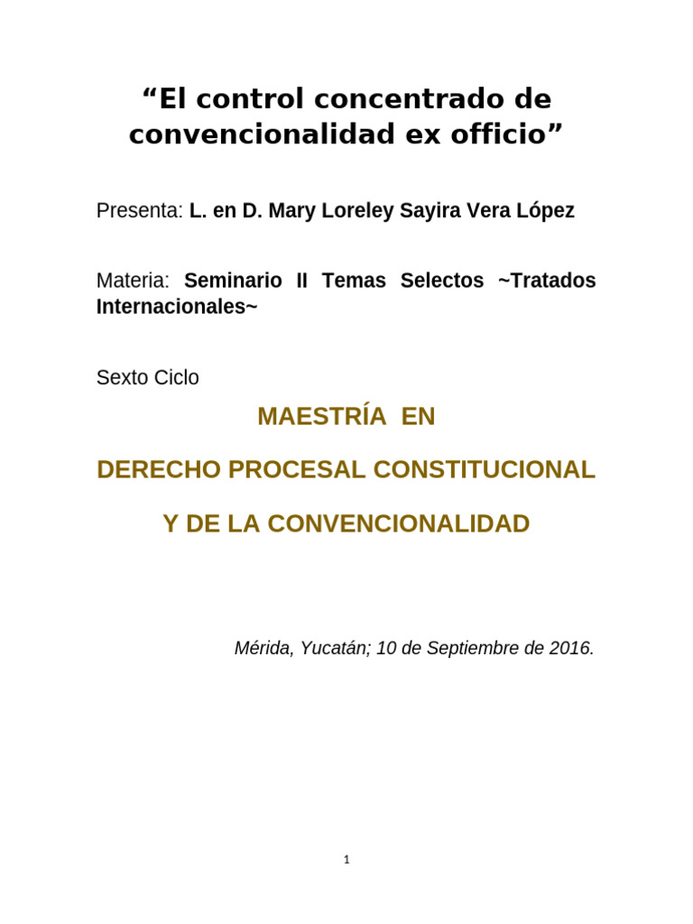 El Control Concentrado de Convencionalidad Exofficio | PDF | Constitución | México