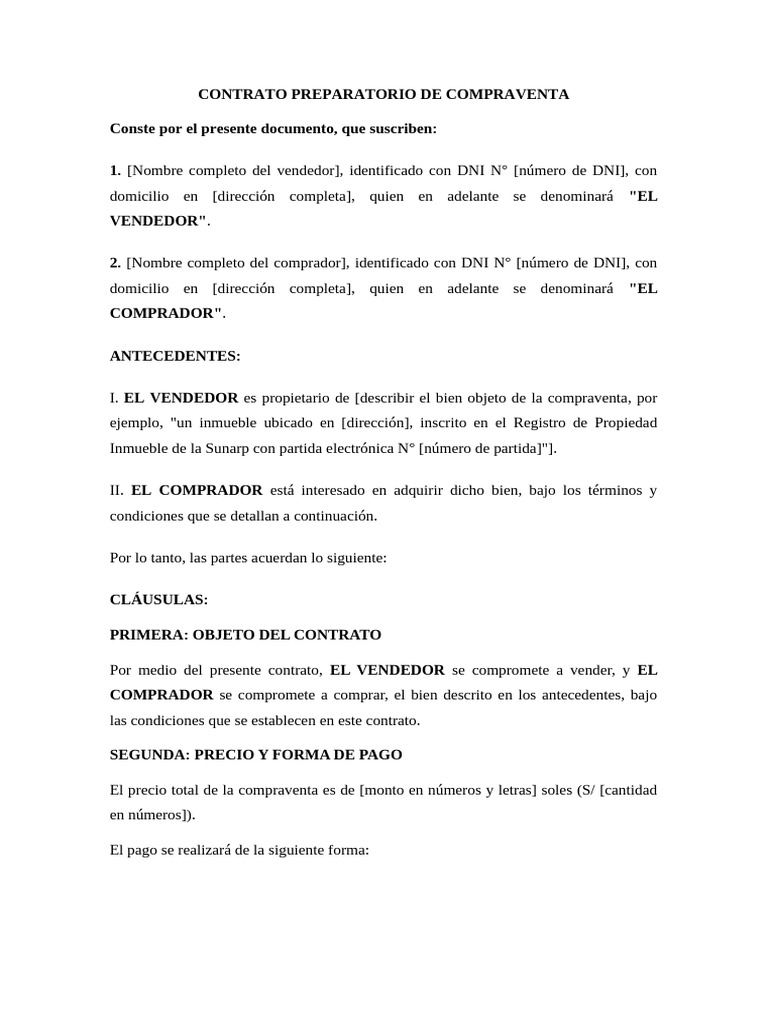 Contrato Preparatorio de Compraventa | PDF | Derecho privado | Ley común