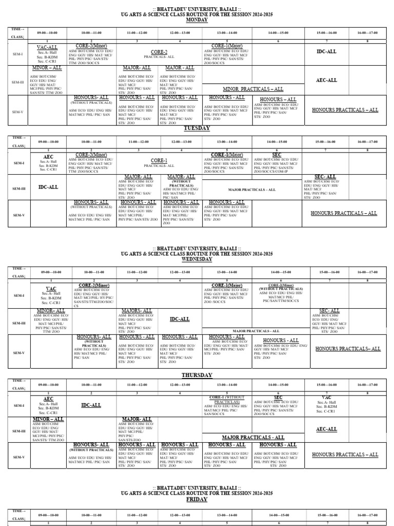 Routine 2024-25 Odd Semester | PDF