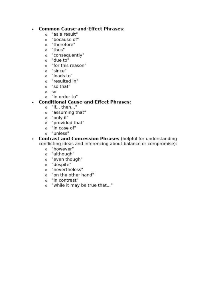 Cause-and-Effect Phrase Guide | PDF