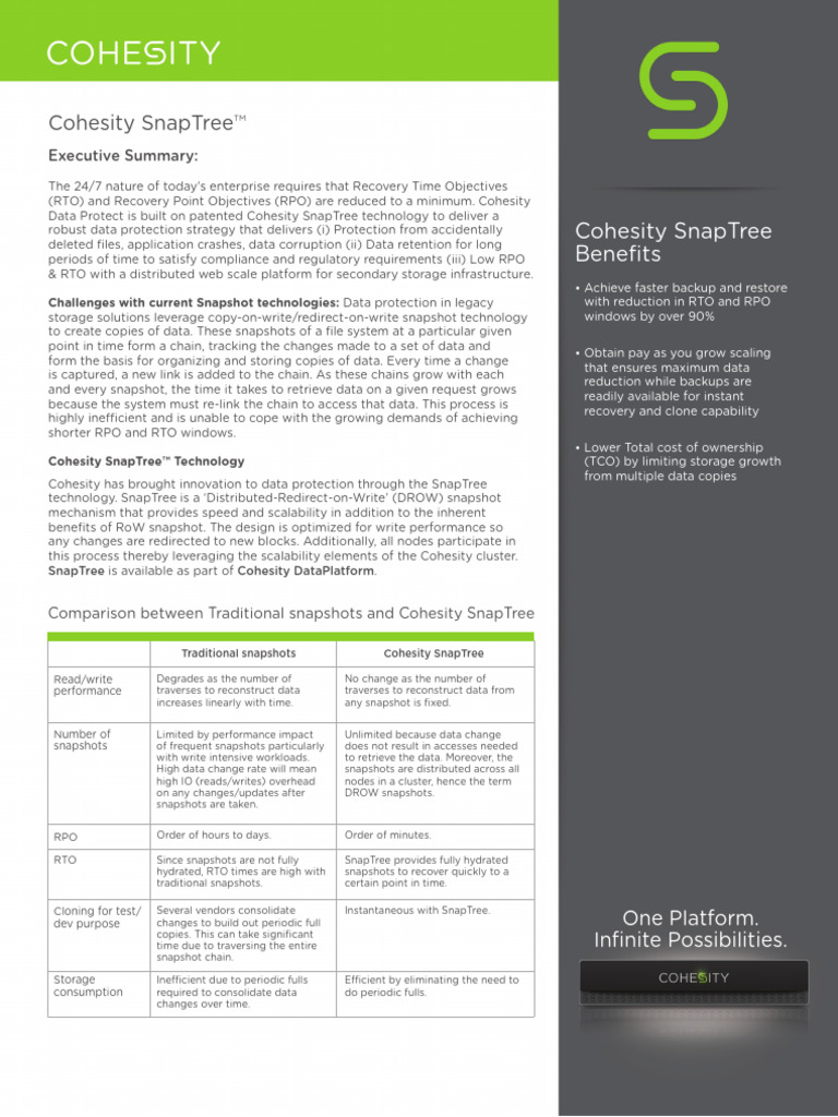 Cohesity SnapTree Solution Brief | PDF | Disaster Recovery | Backup