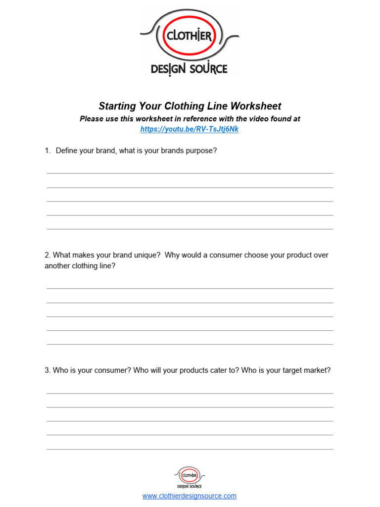 Starting Your Clothing Line Worksheet | PDF