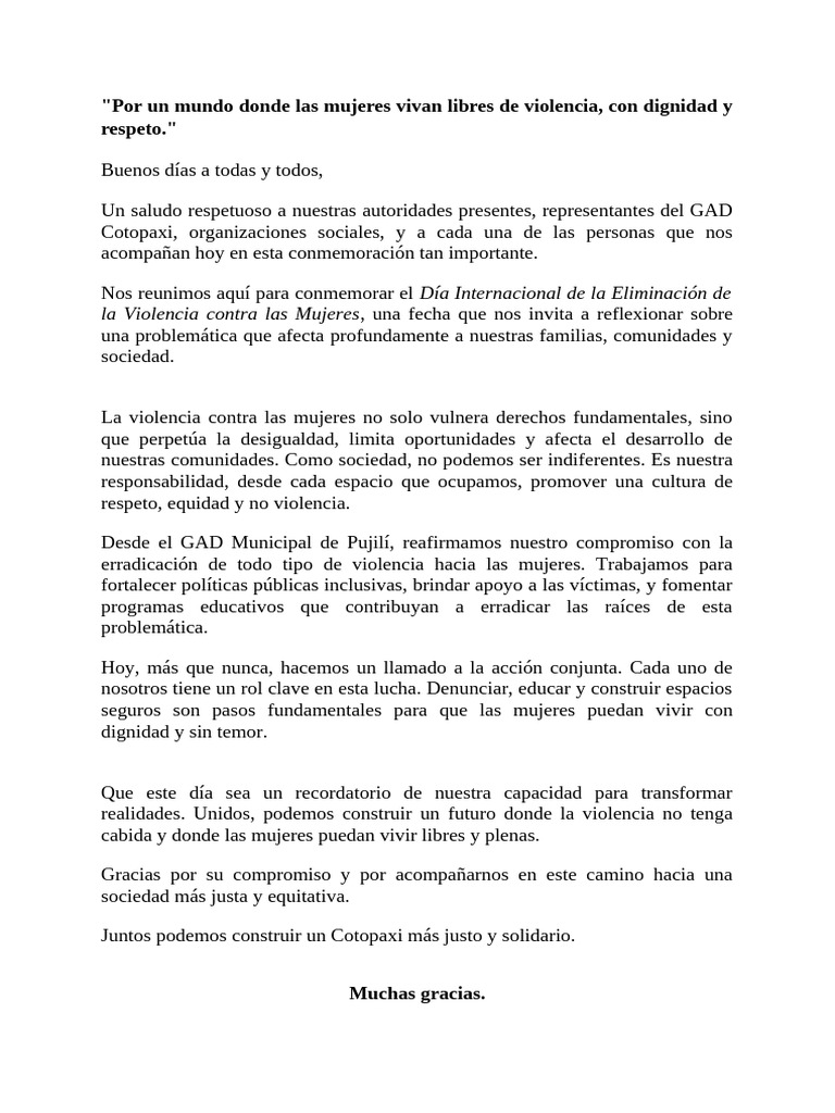 DIA INTERNACIONAL CONTRA LA VIOLENCIA Delfina | PDF