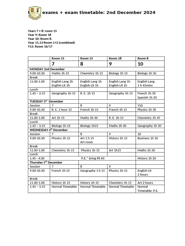 Exam Timetable Update | PDF | Science | Qualifications