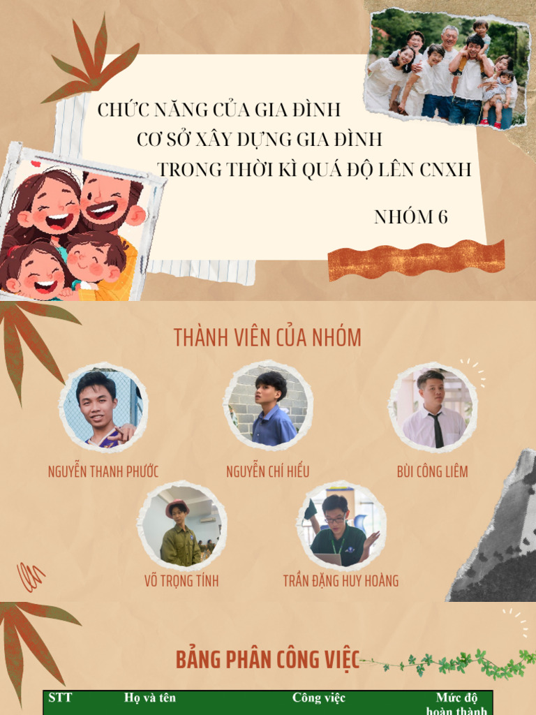 CH C Năng C A Gia Đình. Cơ S Xây D NG Gia Đình Trong TH I K Quá Đ Lên CNXH - Nhóm 6 | PDF