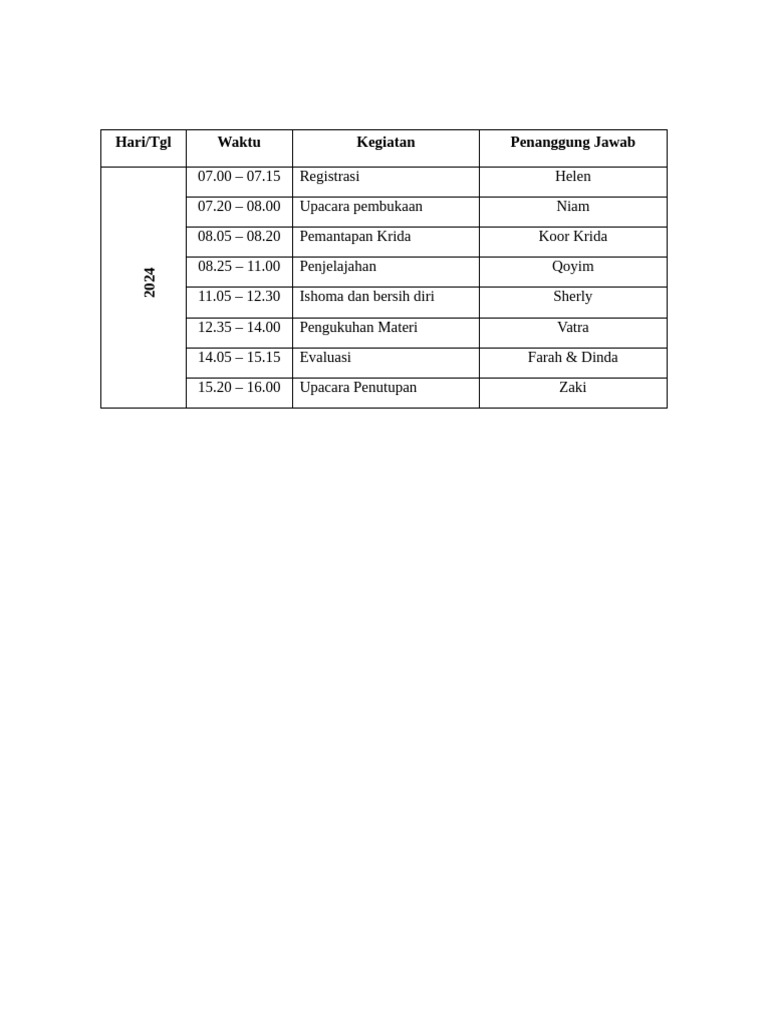 Jadwal Kegiatan Uji Krida | PDF