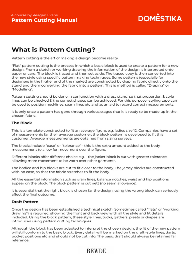 U1-01 Pattern Cutting Manual - EN | PDF | Seam (Sewing) | Sewing