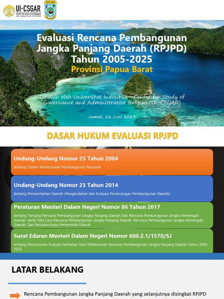 Paparan FGD 1 RPJPD Papua Barat - Update15Juni | PDF