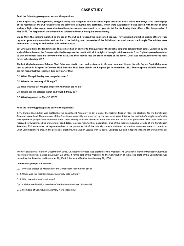 Case Study Class 8 | PDF | British India | South Asia