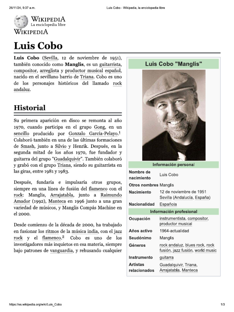 Luis Cobo - Wikipedia, La Enciclopedia Libre | PDF
