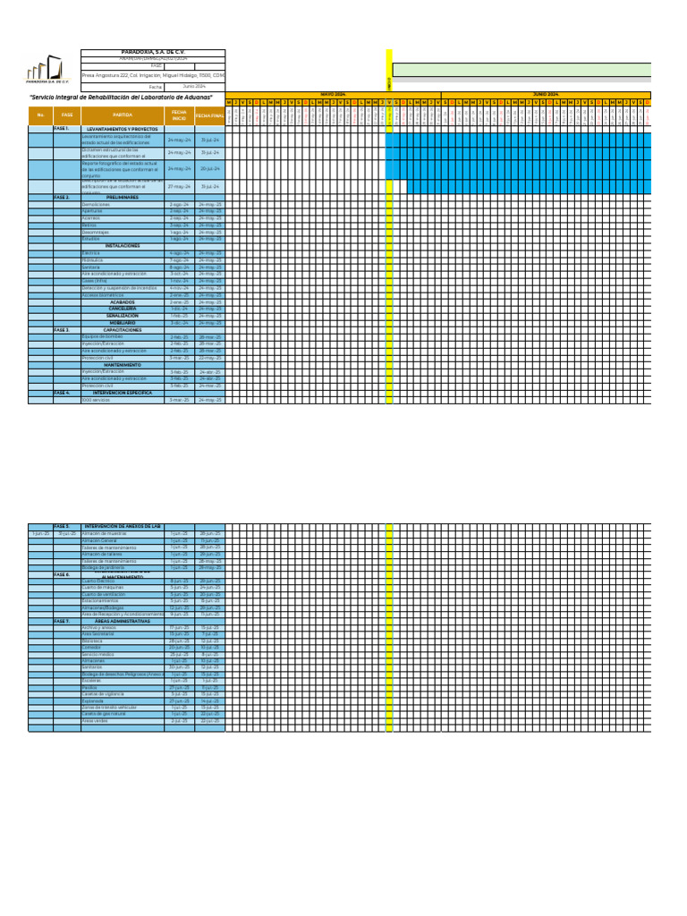 PROGRAMA DE EJECUCION POR DIA - Fases | PDF