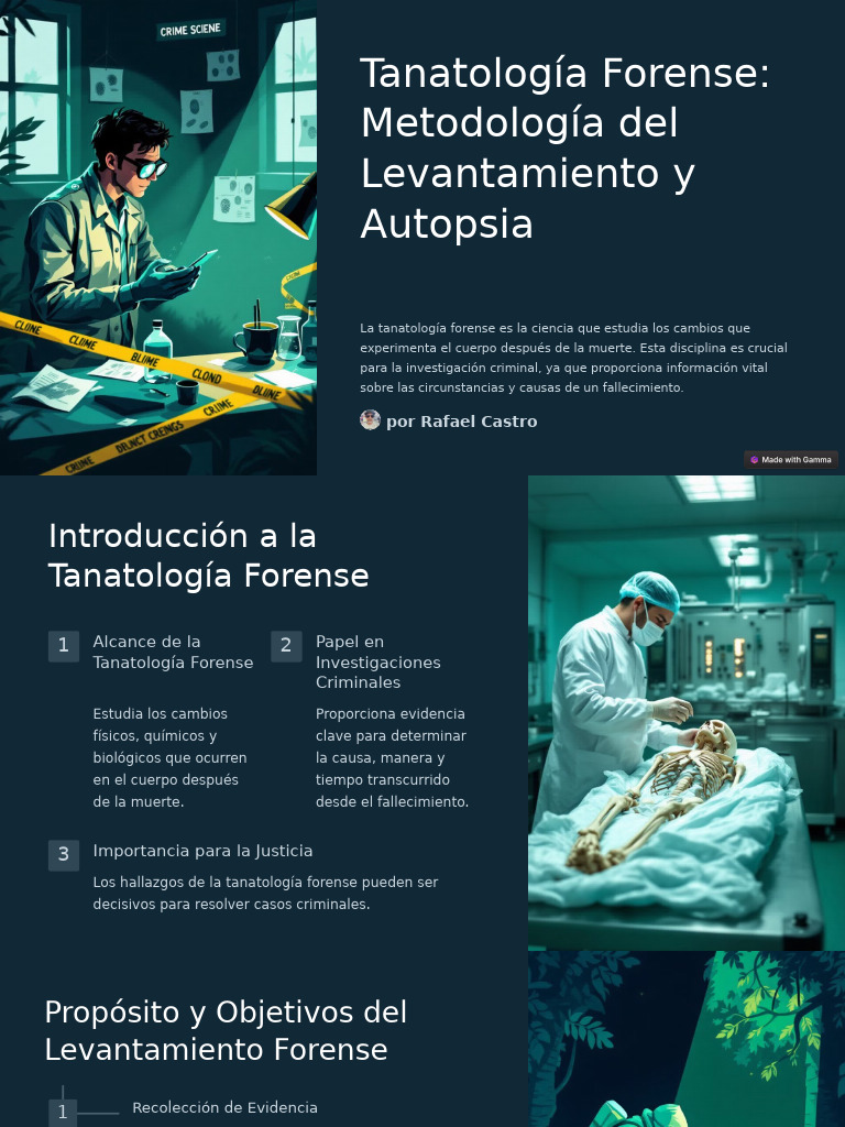 Tanatología Forense: Métodos y Autopsia | PDF | Ciencia forense | Autopsia