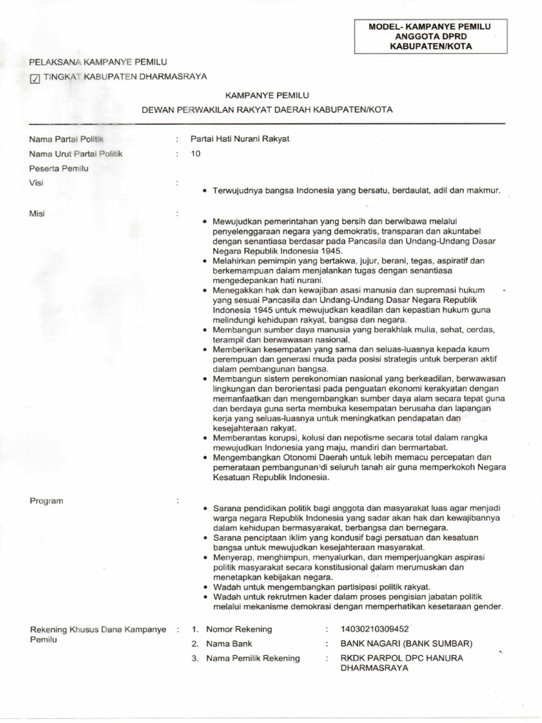 Tim Kampanye Hanura | PDF