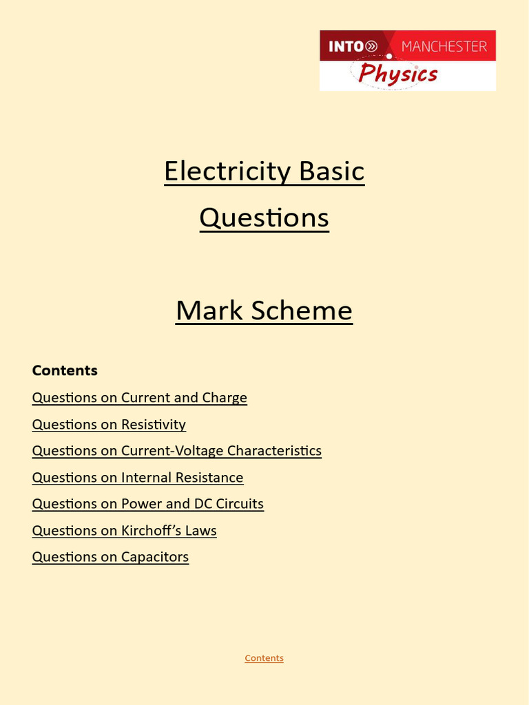 Basic Electricity Questions MS | PDF | Capacitor | Series And Parallel ...