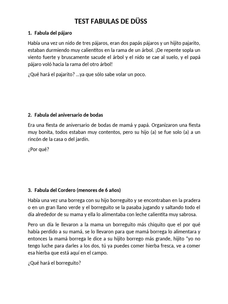 Test Fabulas de Düss | PDF