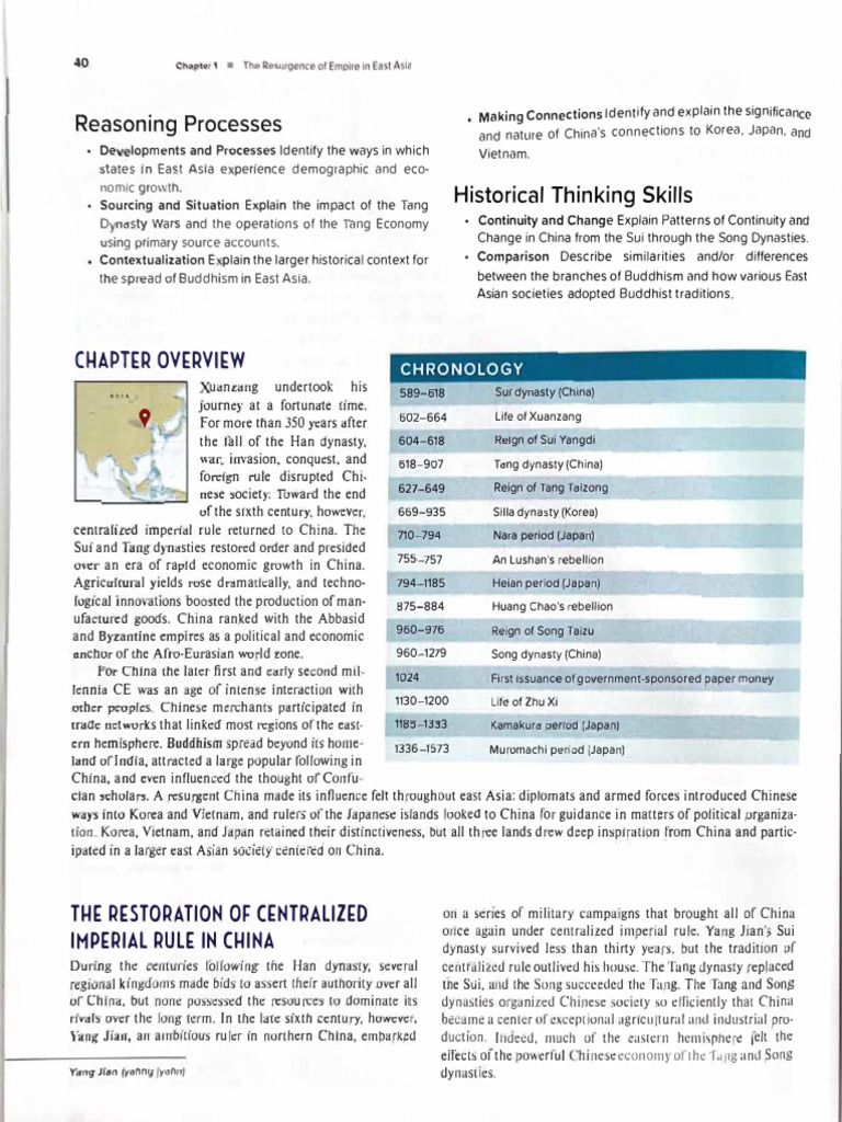 Ch. 1 Resurgence of Empire in East Asia Reading | PDF | Tang Dynasty ...