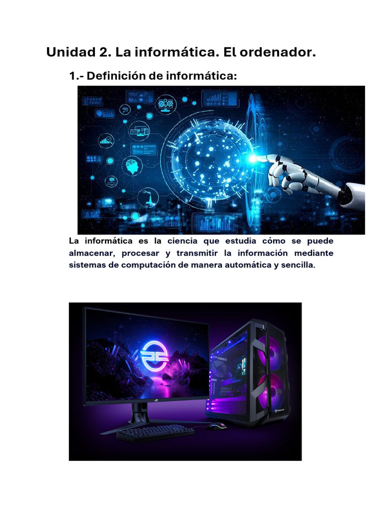 Conceptos Básicos de Informática y Ordenadores | PDF | Hardware de la ...