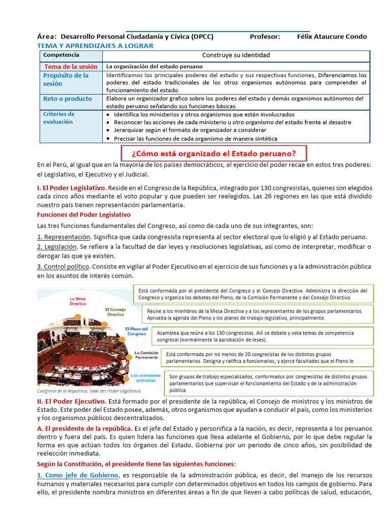 Ficha de Aprendizaje 22 de DPCC 1° | PDF | Ministerio (Departamento de ...