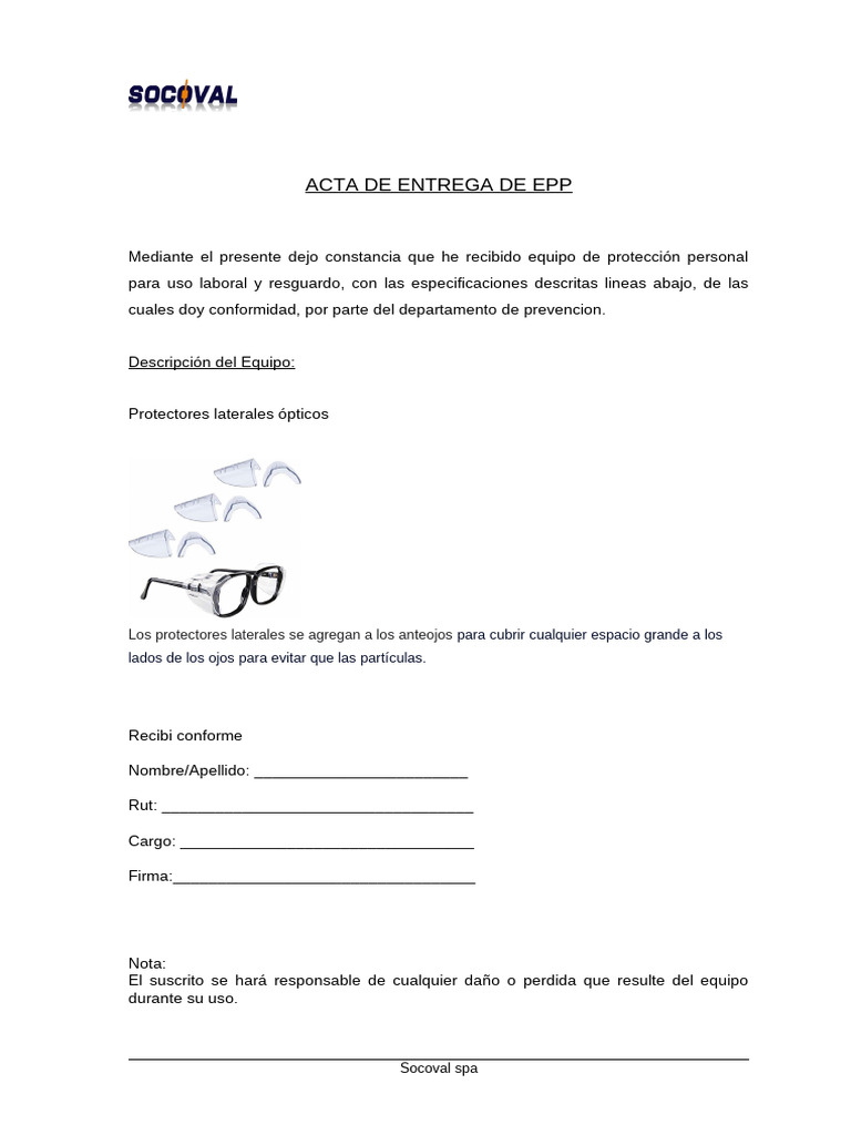 Acta de Entrega de EPP | PDF