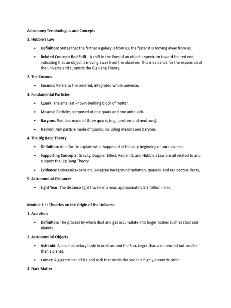 Astronomy Terminologies and Concepts | PDF | Universe | Earth