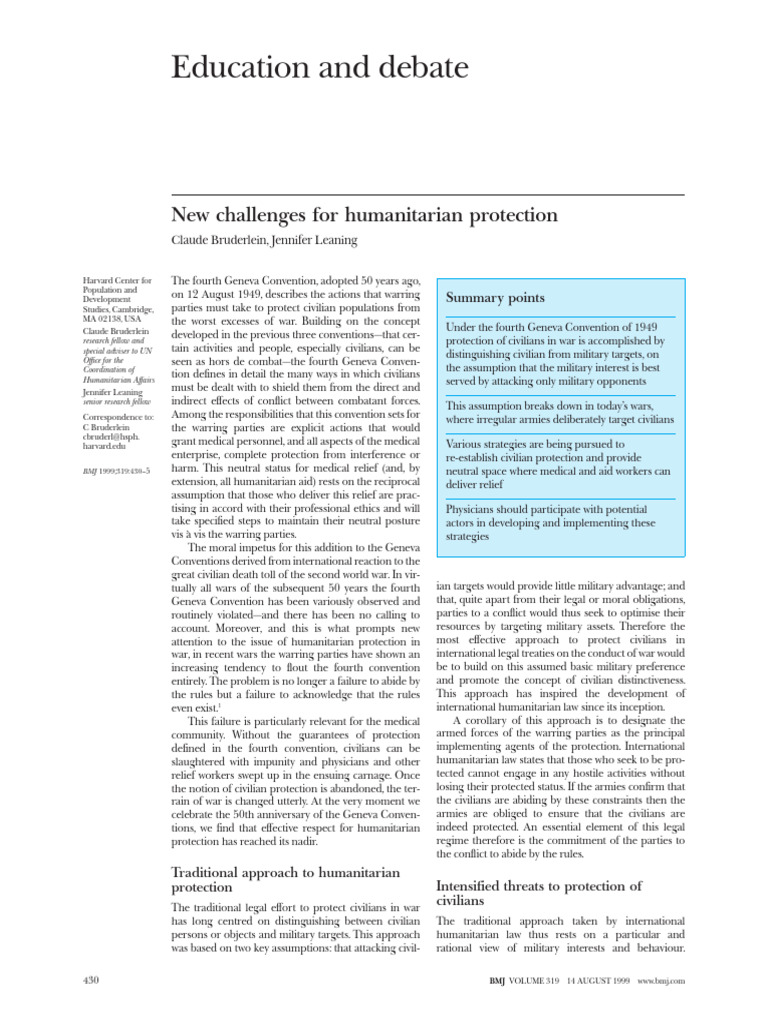 New Challenges For Humanitarian Protection | PDF | International ...