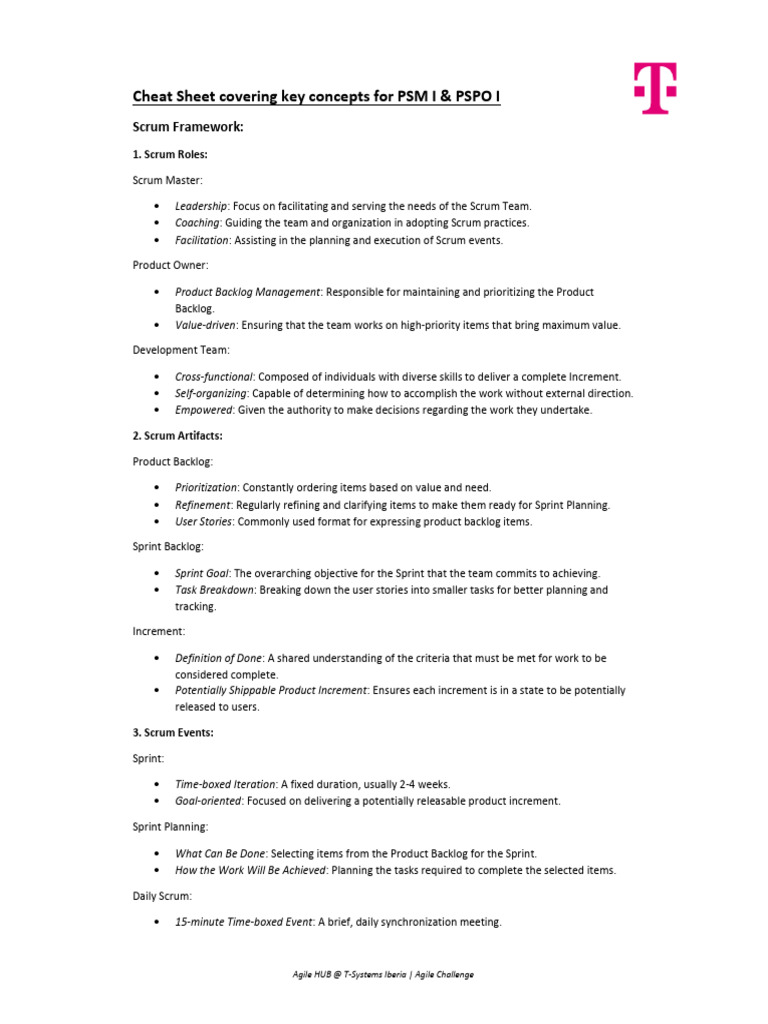 Agile Challenge - Cheat Sheet | PDF | Scrum (Software Development ...