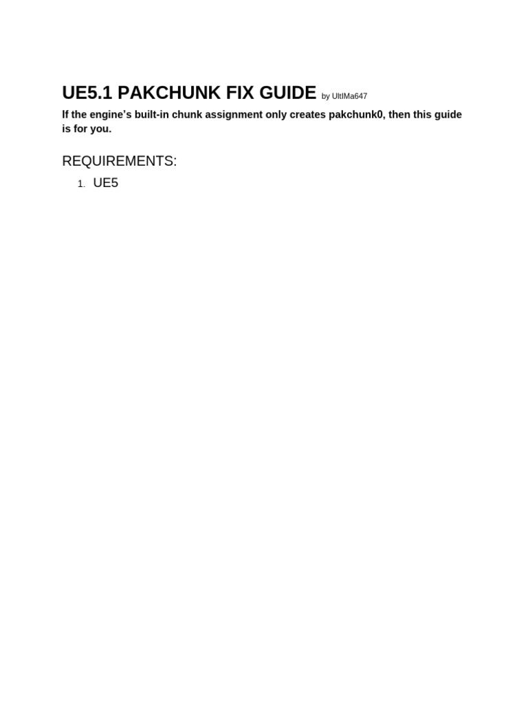 Ue5.1 Pakchunk Fix Guide | PDF