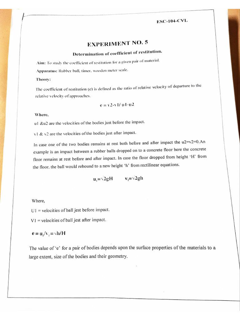 Mechanics Experiment No 5 | PDF