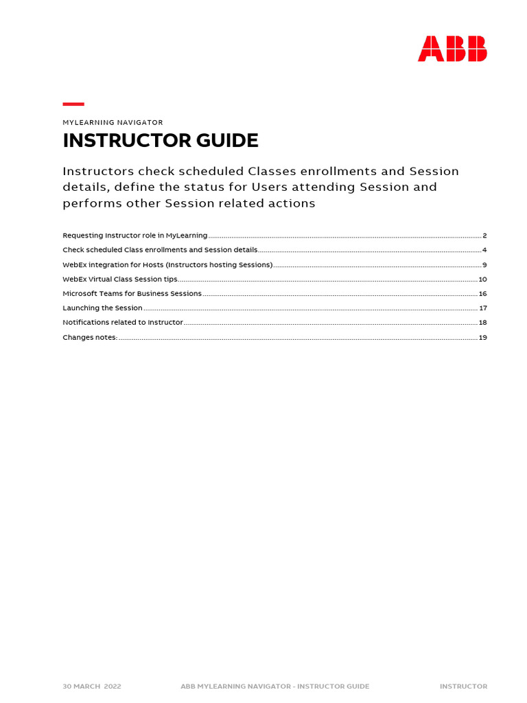 Abb Mylearning Navigator Instructor Guide 30.03.2022 | PDF | Computing ...