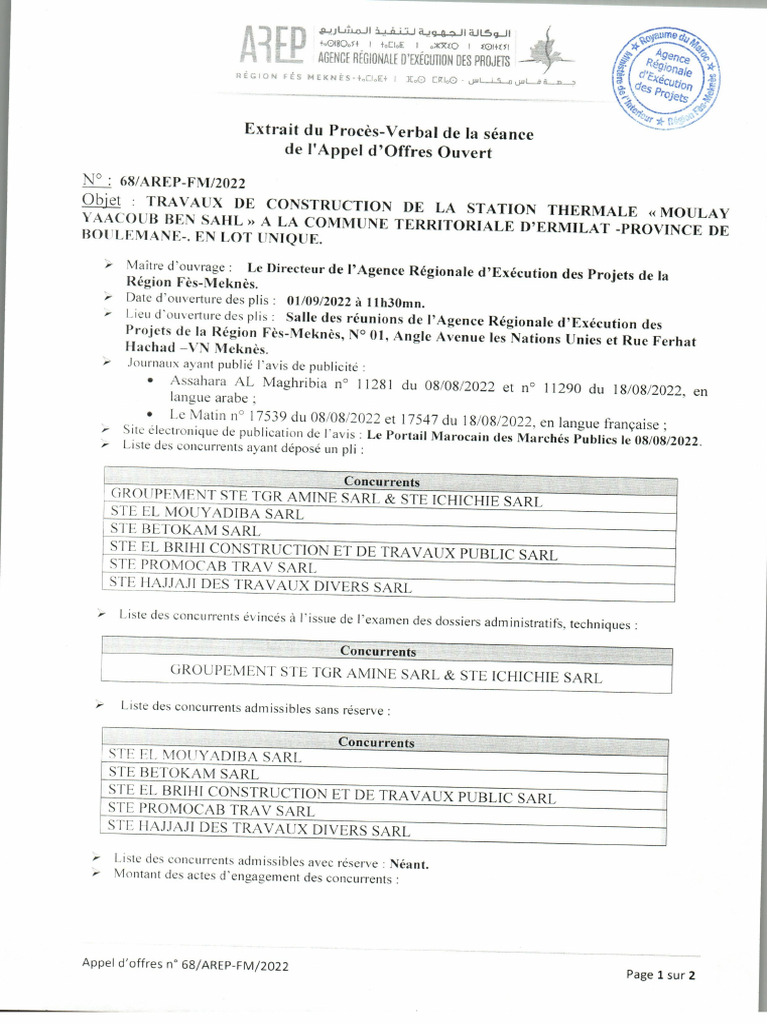 Extrait PV 68 Arep FM 2022 | PDF