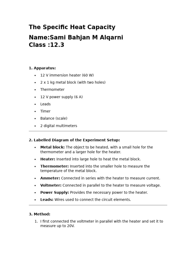 The Specific Heat Capacity | PDF | Series And Parallel Circuits ...