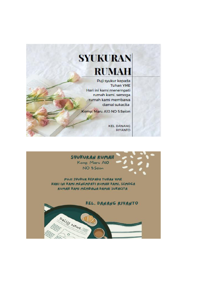 Ucapan Syukur Rumah | PDF