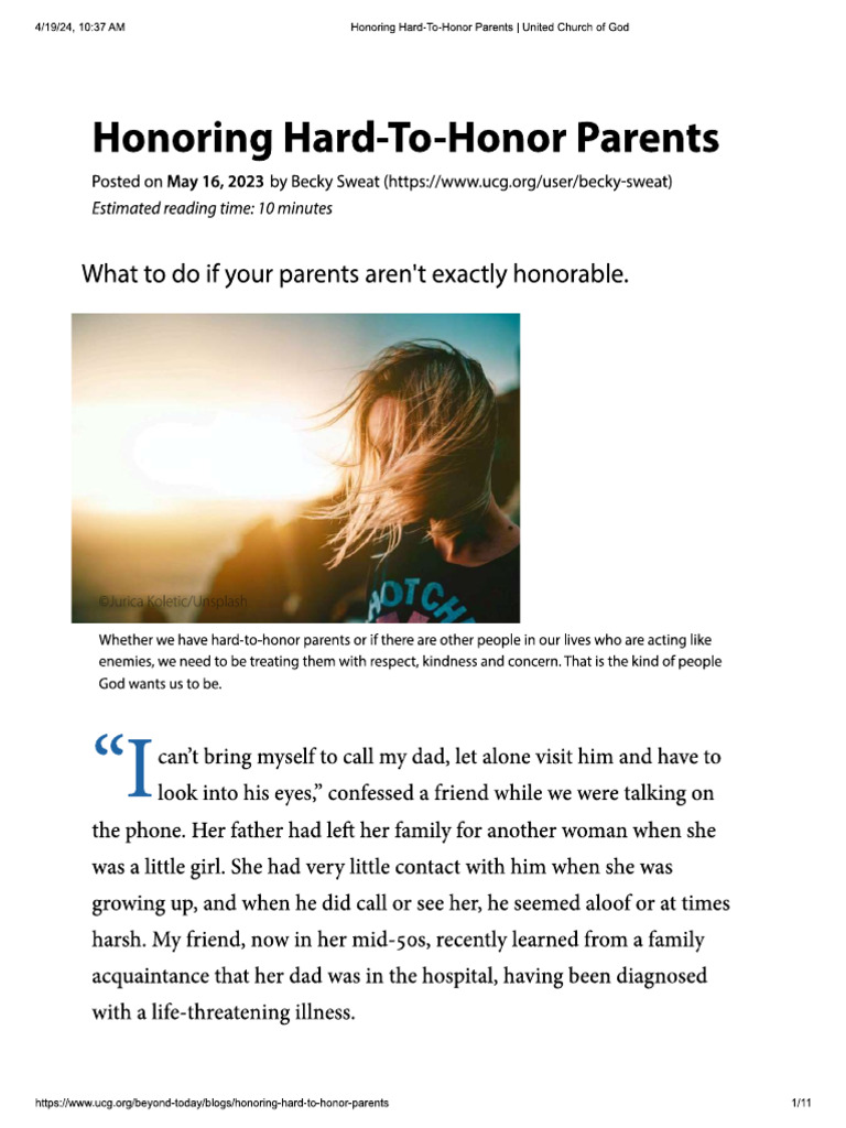 Honouring Hard To Honour Parents | PDF
