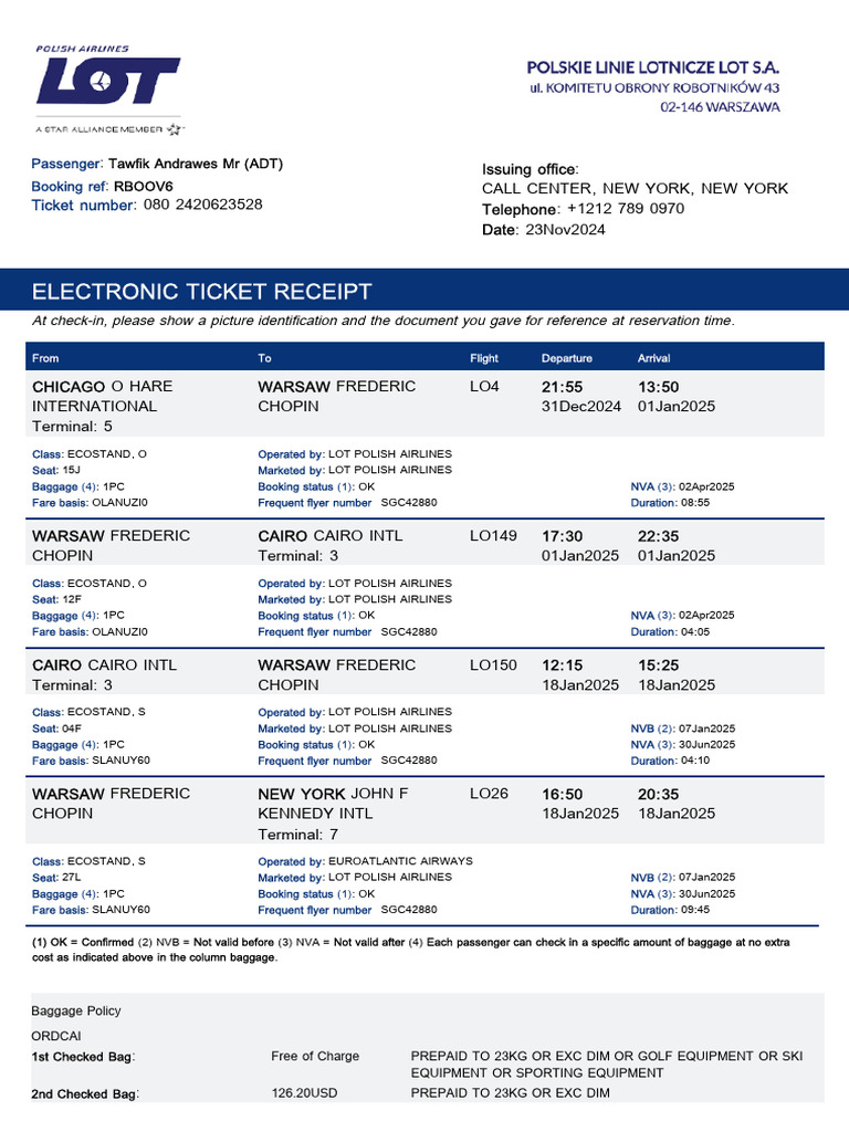 Your Electronic Ticket-EMD Receipt | PDF