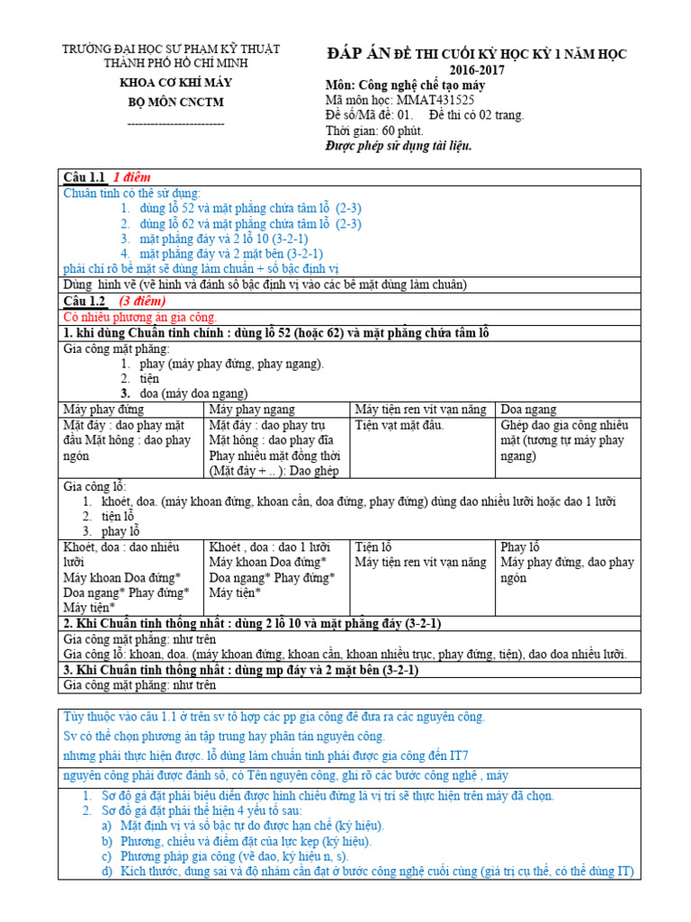 ĐÁP ÁN CNCTM Hk1 - 1617 | PDF