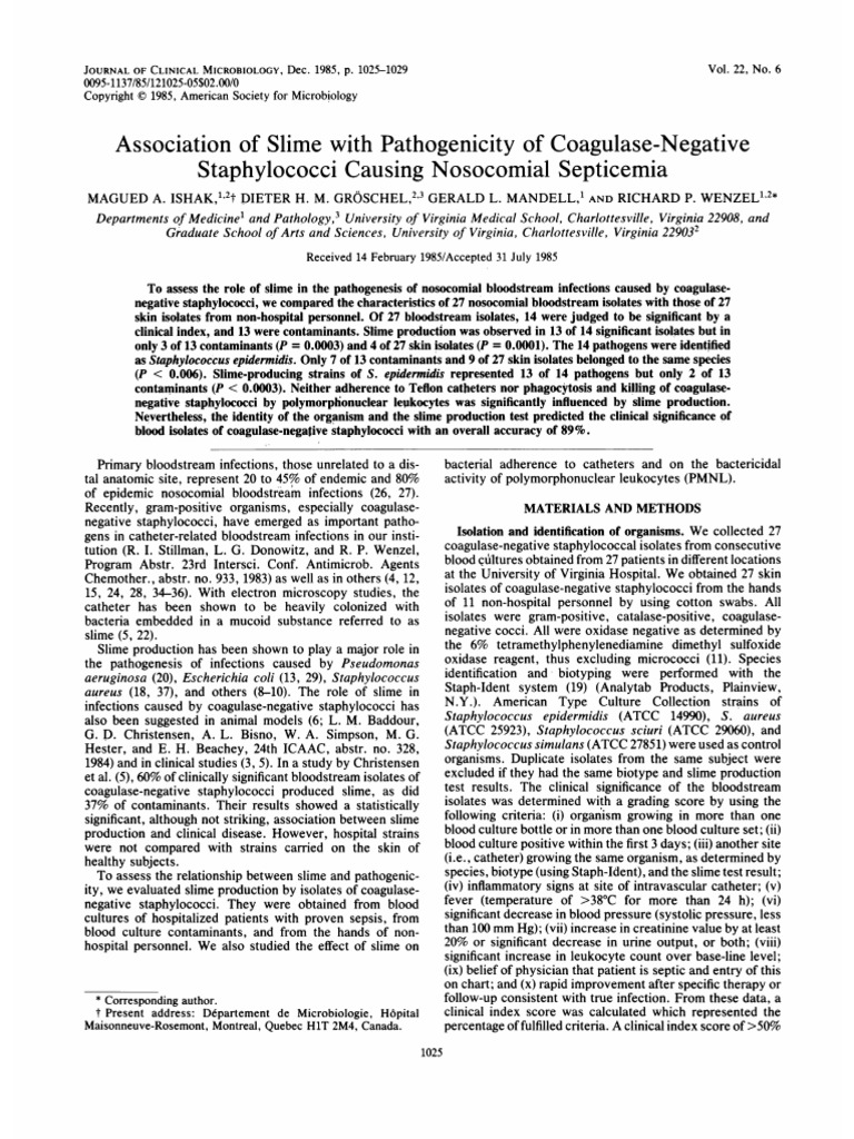 Association of Slime With Pathogenicity of Coagulase-Negative ...