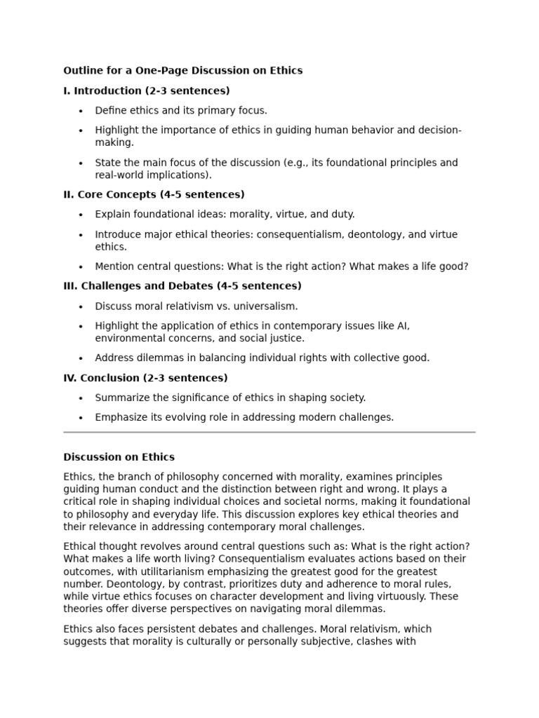 Ethics Discussion | PDF | Morality | Social Psychology