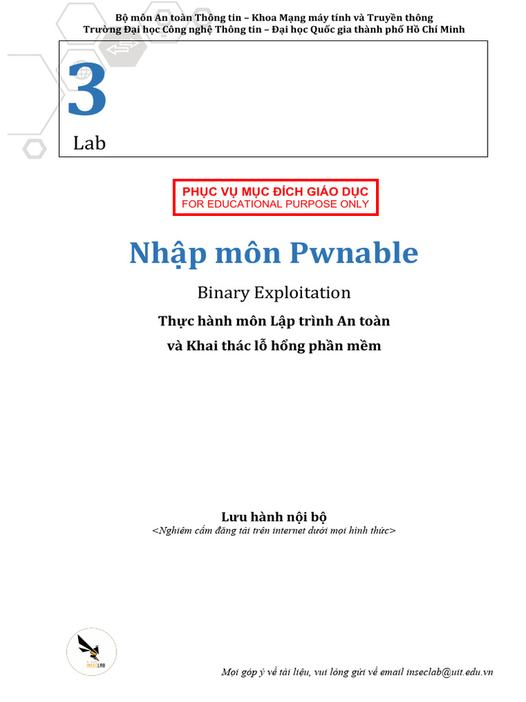 Lab 03 - Nhap Mon Pwnable | PDF