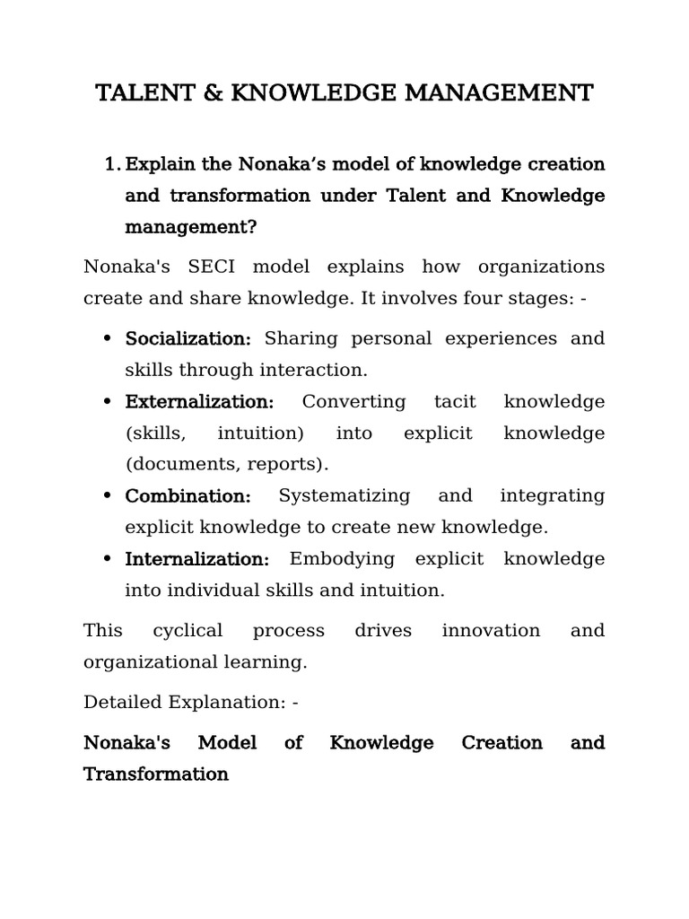 Talent & Knoweldge Management | PDF | Tacit Knowledge | Employee Retention