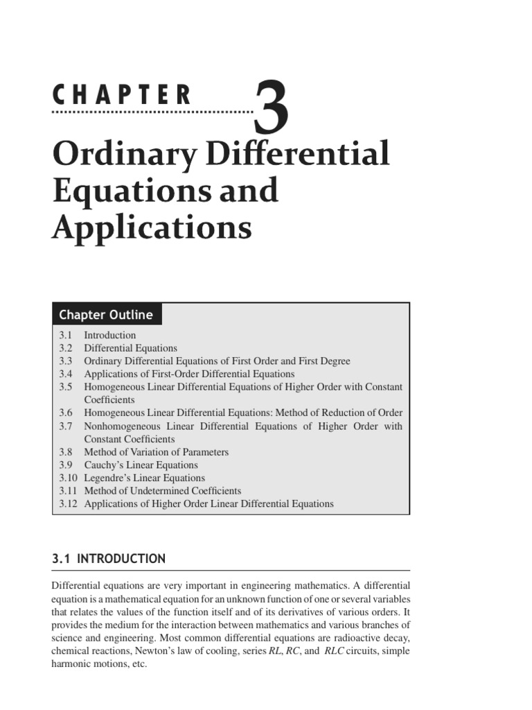 Differential Equations in Engineering | PDF | Equations | Differential ...