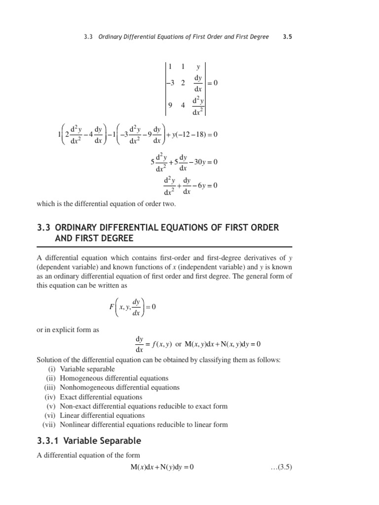 2 Ordinary Differential Equations of First Order and First Degree | PDF ...
