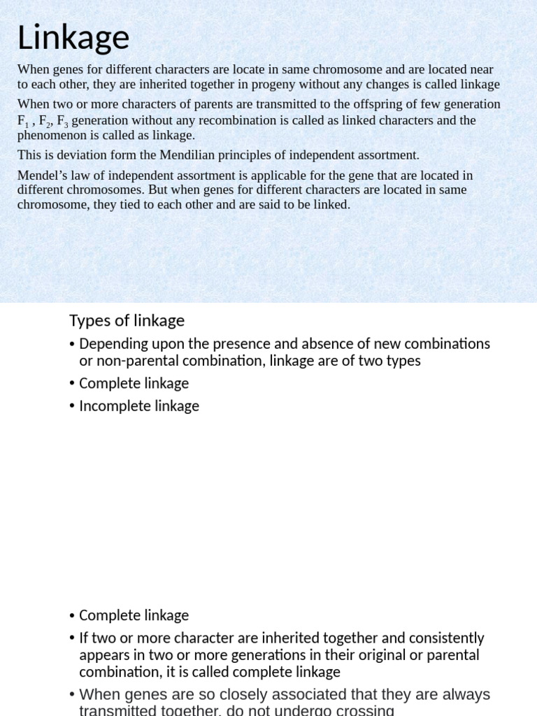 Concept and Types of Linkage | PDF | Genetic Linkage | Zygosity