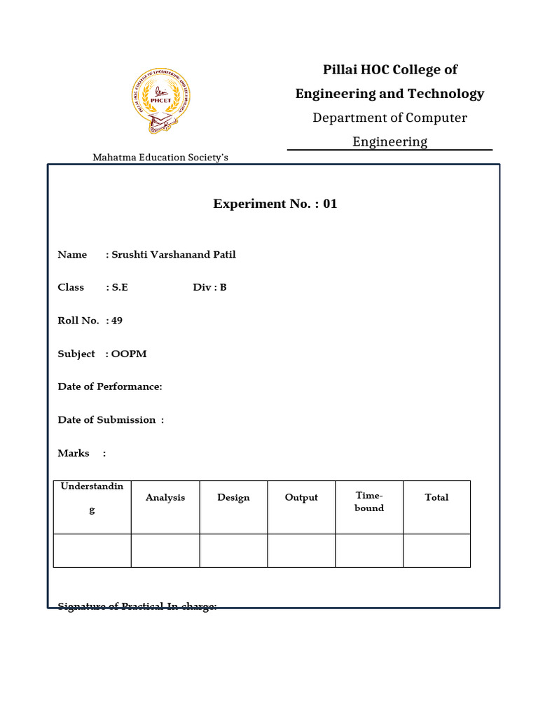 OOPM Practical Report Template | PDF