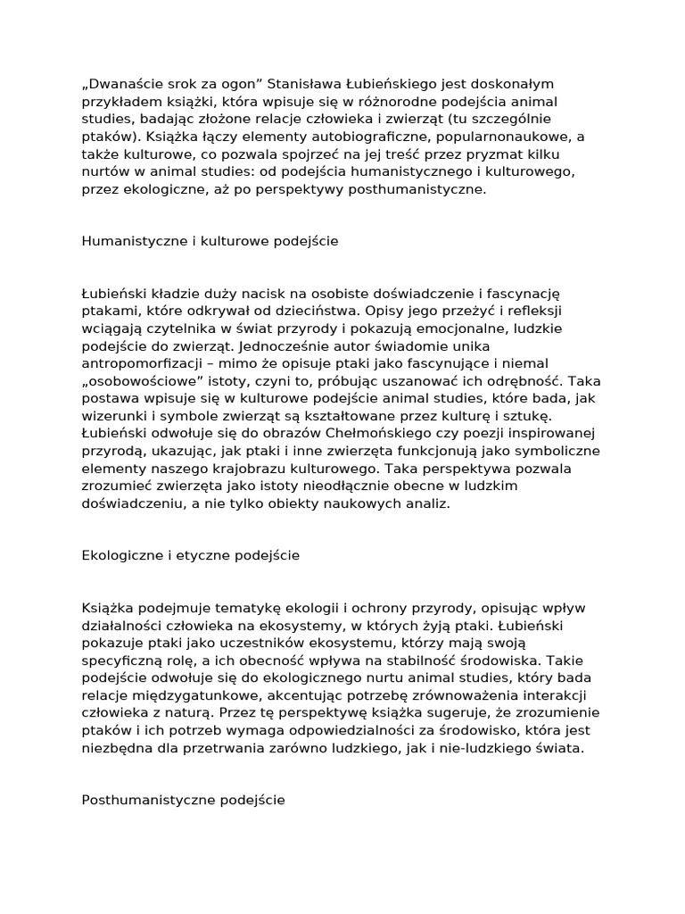 Animal Studies A Proza Polska | PDF