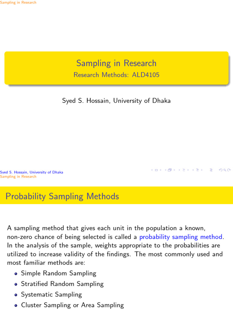 Research Methods (Sampling) | PDF | Sampling (Statistics) | Sample Size Determination